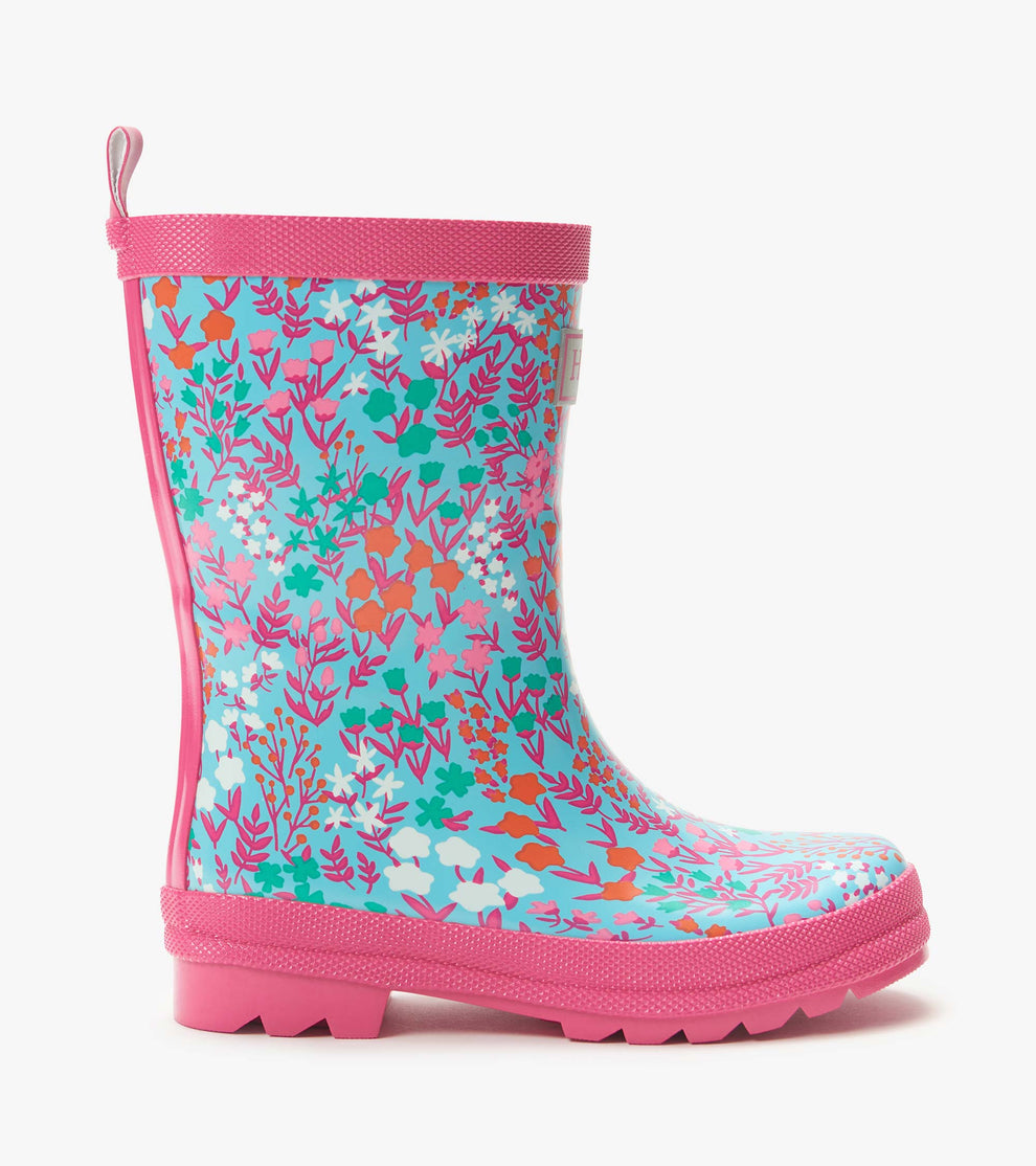 Girls Wildflowers Shiny Rain Boots